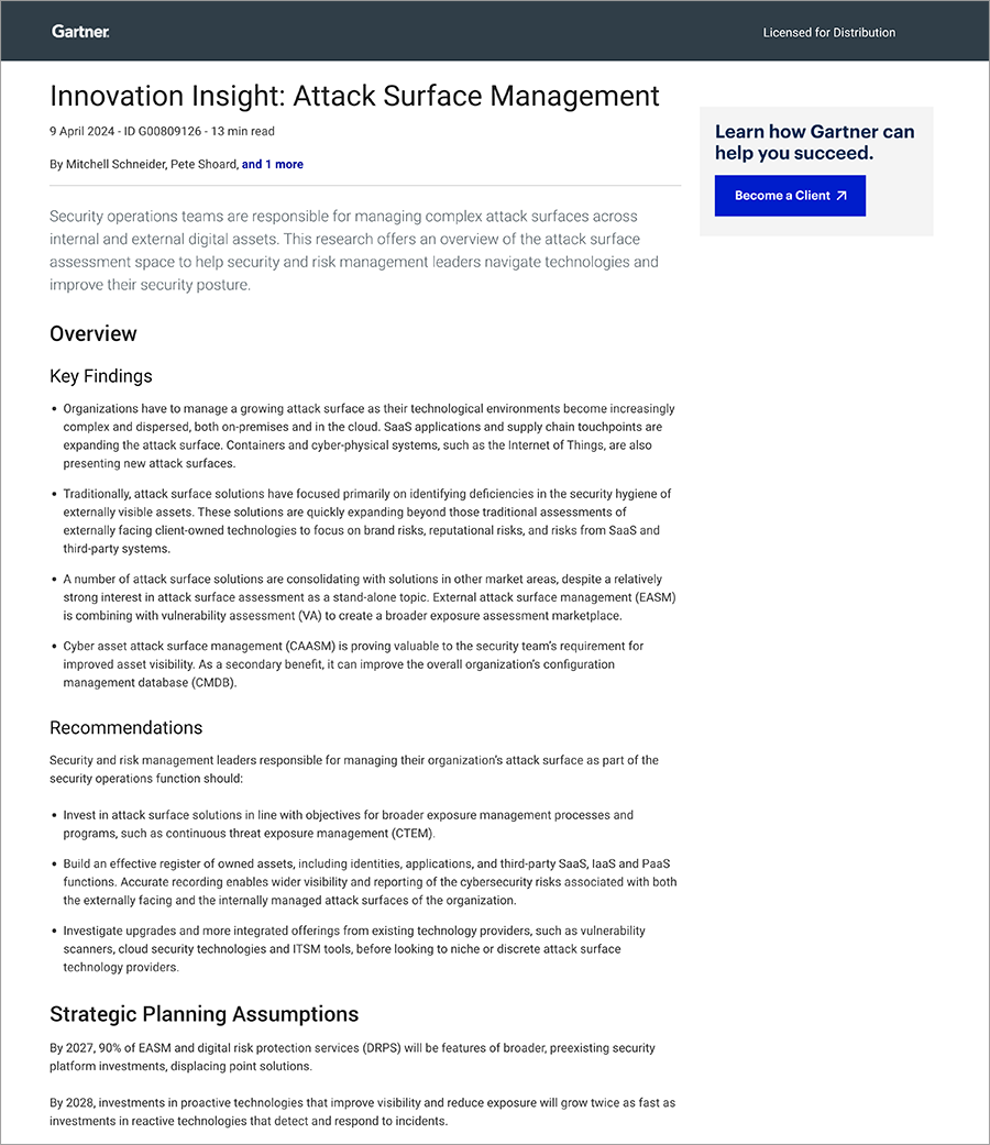 Gartner®️ Innovation Insight: Attack Surface Management Gartner®️ Innovation Insight: Attack Surface Management